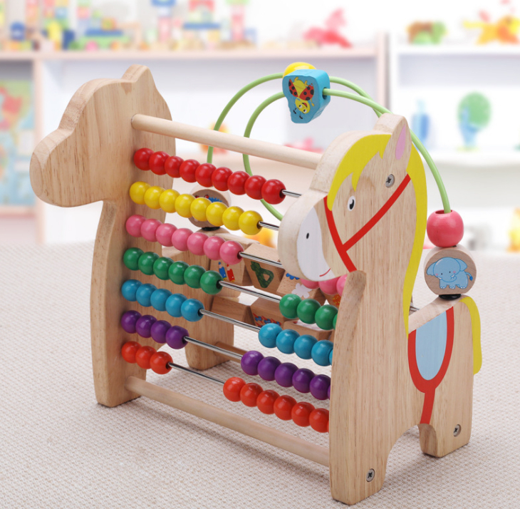 WOODEN TROJAN HORSE ROUND BEAD CALCULATION WOODE TOY – Toysmart.lk