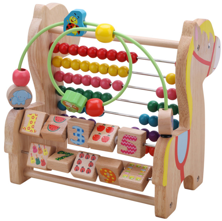 WOODEN TROJAN HORSE ROUND BEAD CALCULATION WOODE TOY – Toysmart.lk