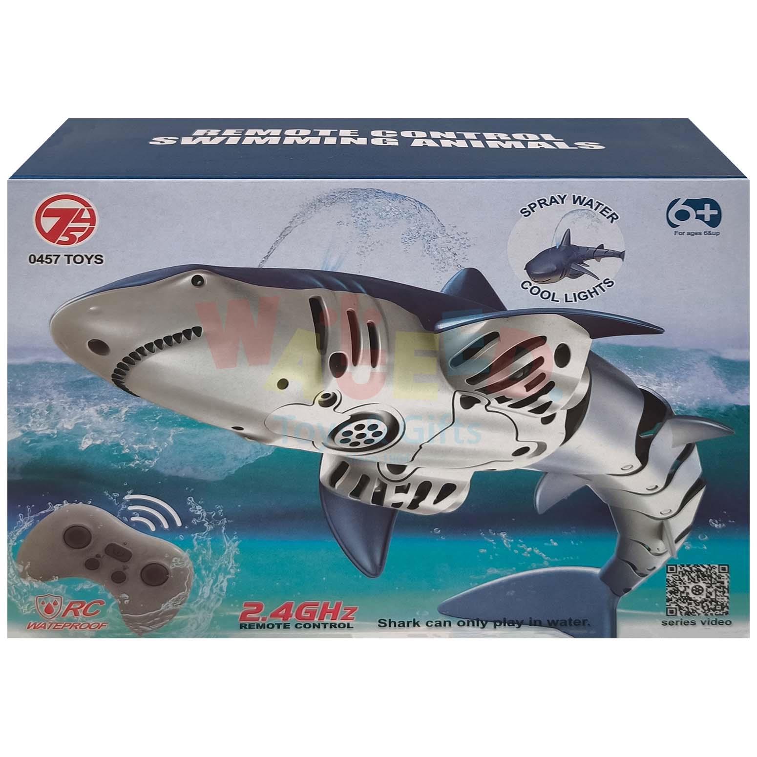 REMOTE CONTROLLED SWIMMING AND WATER SPRAYING SHARK – Toysmart.lk