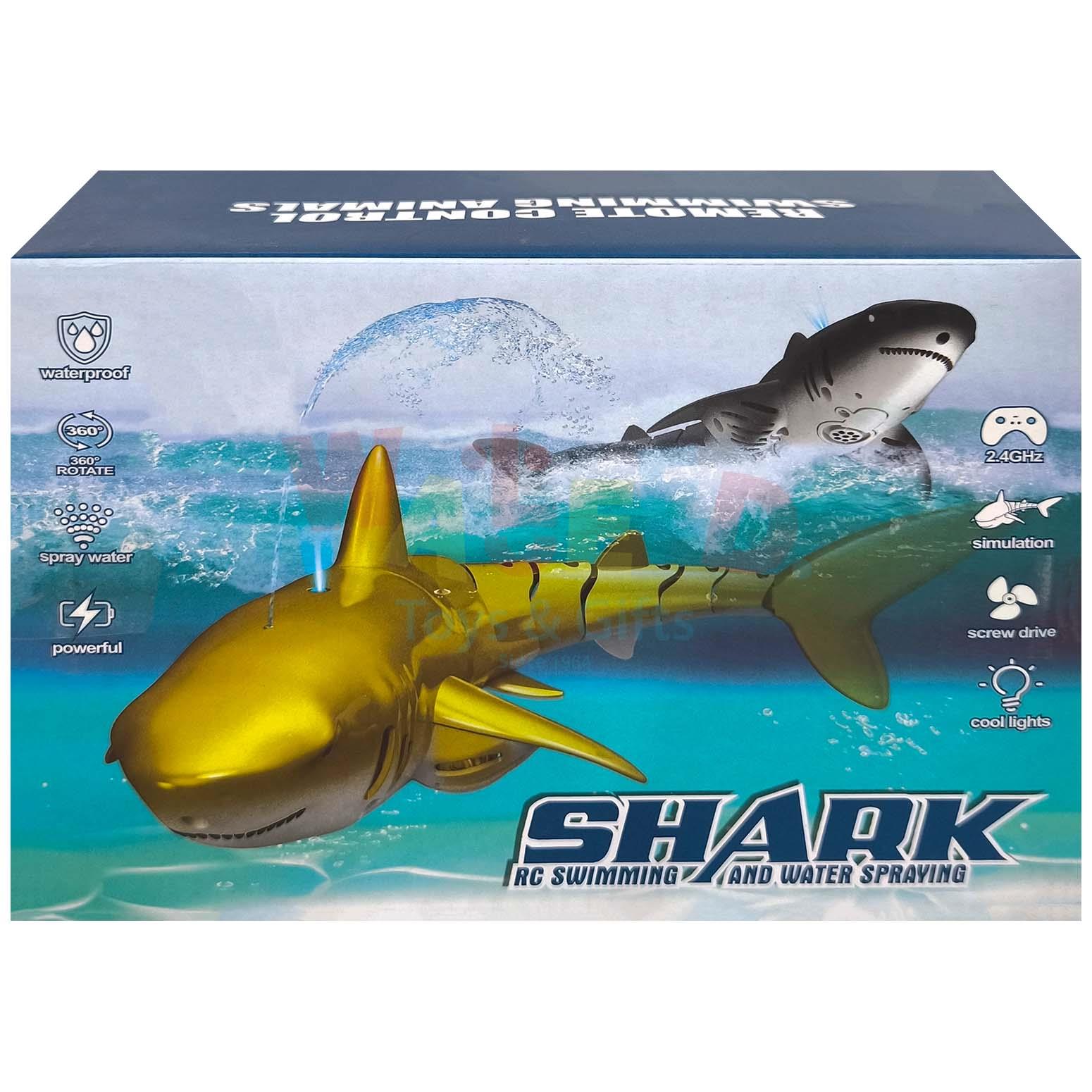 REMOTE CONTROLLED SWIMMING AND WATER SPRAYING SHARK – Toysmart.lk