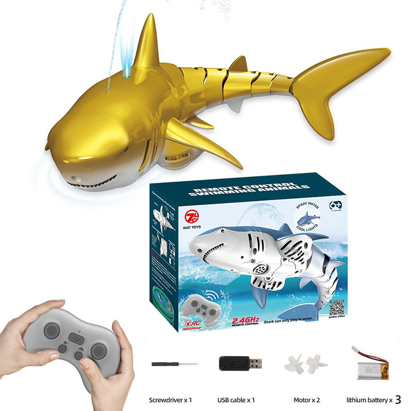REMOTE CONTROLLED SWIMMING AND WATER SPRAYING SHARK – Toysmart.lk